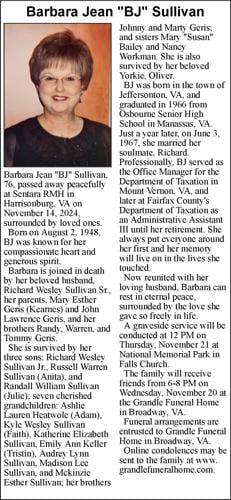 Barbara Jean "BJ" Sullivan | Obituaries | dnronline.com