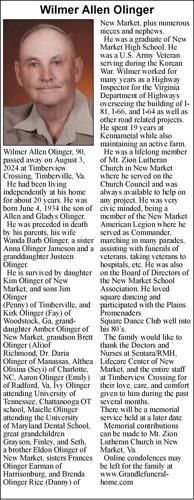 Wilmer Allen Olinger | Obituaries | dnronline.com