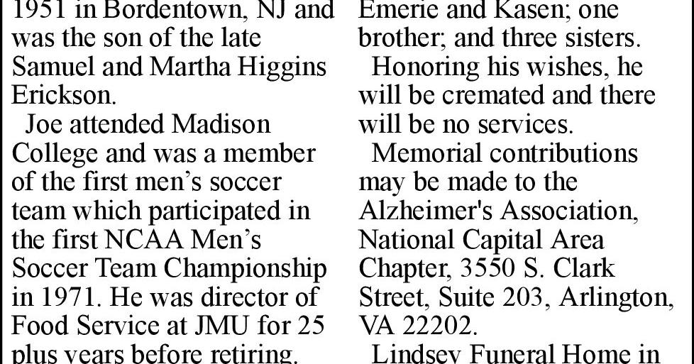 Joseph Michael Erickson | Obituaries | dnronline.com