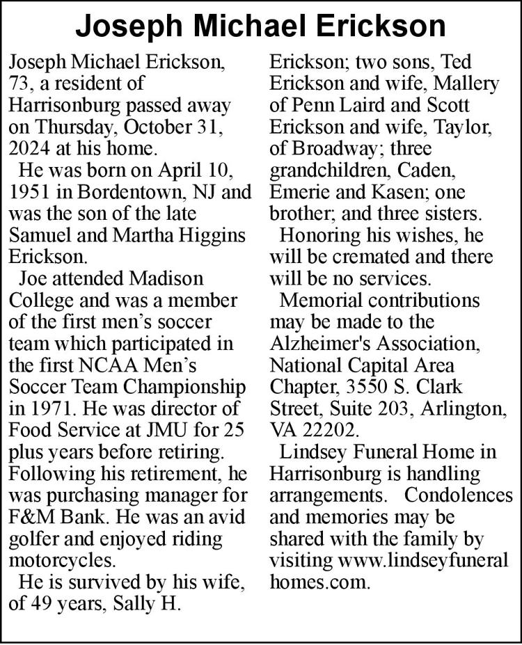 Joseph Michael Erickson | Obituaries | dnronline.com