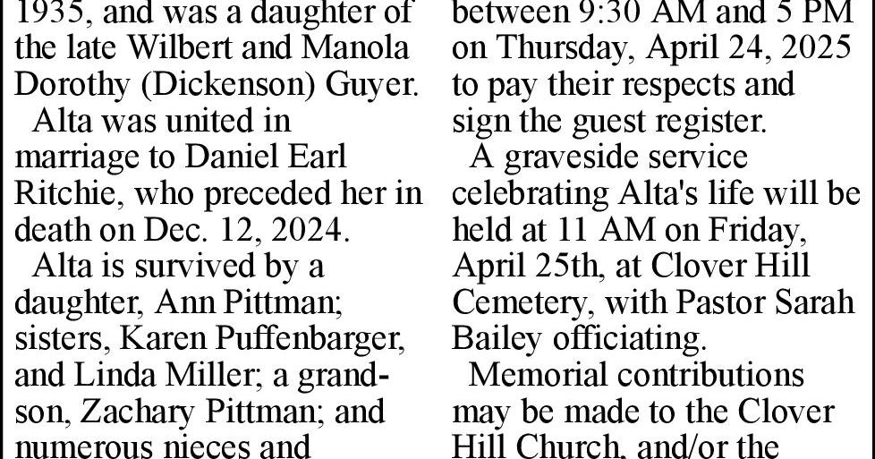Alta Lee Ritchie | Obituaries | dnronline.com