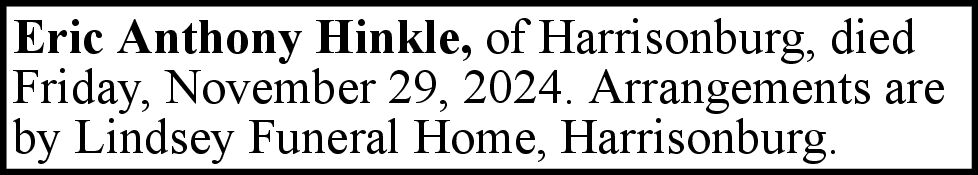 Eric Anthony Hinkle | Obituaries | dnronline.com