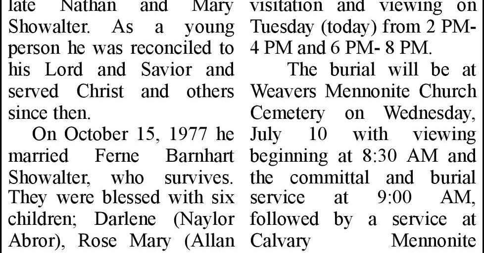 David Wayne Showalter | Obituaries | dnronline.com