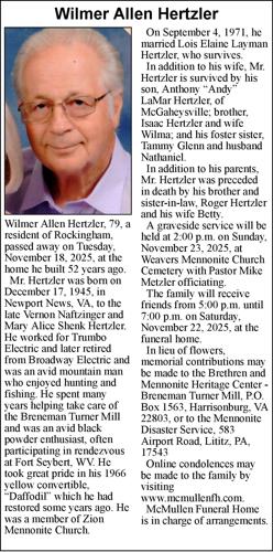 Wilmer Allen Hertzler | Obituaries | dnronline.com