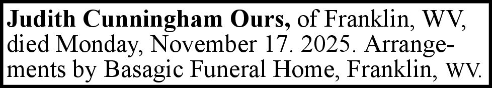 Judith Cunningham Ours | Obituaries | dnronline.com