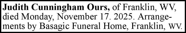 Judith Cunningham Ours | Obituaries | dnronline.com