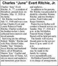 Charles “June” Evert Ritchie, Jr. | Obituaries | dnronline.com