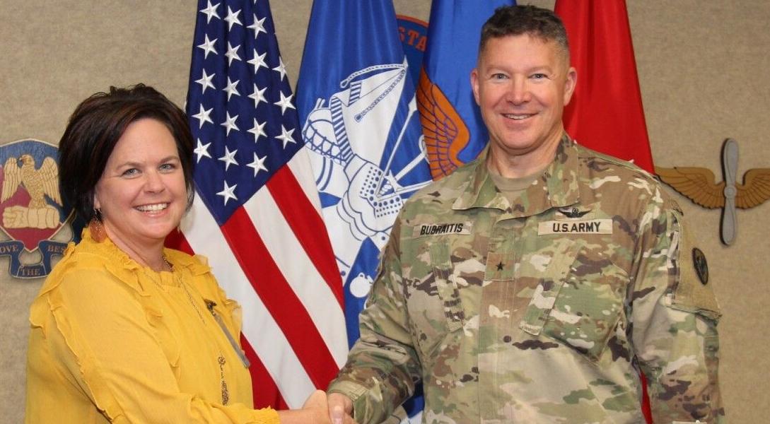 TRADOC CG honors Fort Rucker family advocacy program employee