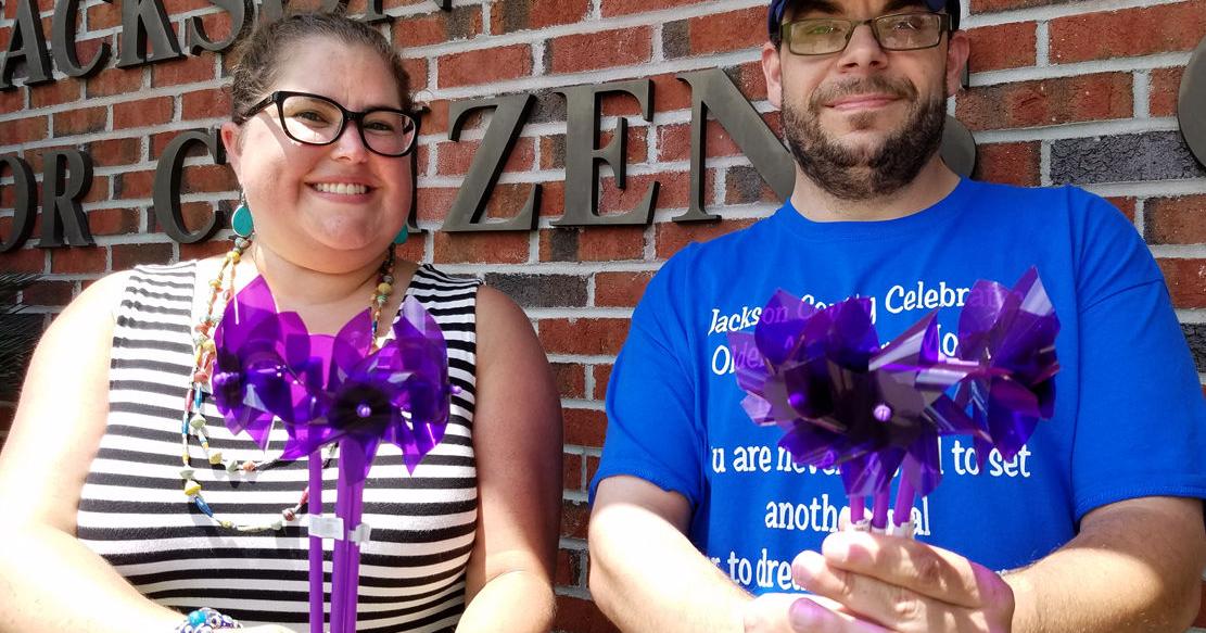 Purple pinwheels spin a message