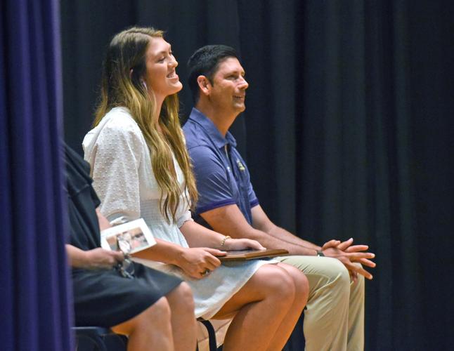 Geneva County's Karoline Striplin is presented with Miss Basketball award