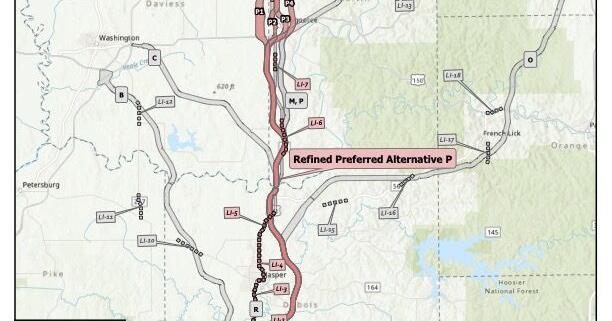 Preferred Mid-States Corridor route would bypass Jasper to the east on ...