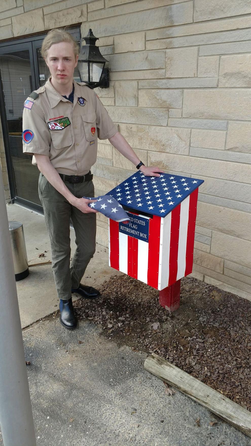 Aspiring Eagle Scout builds drop box for worn flags | Local News ...
