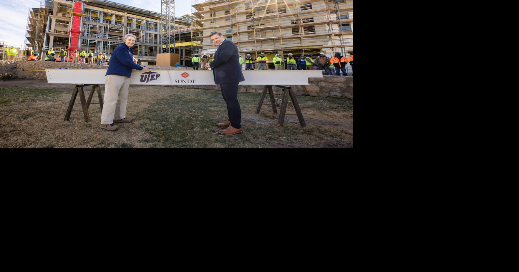 UTEP celebrates topping-out for $110 million Texas Western Hall project ...