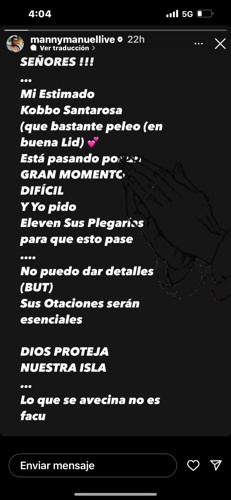 "Lo que se avecina no está fácil": Manny Manuel pide oraciones por ...