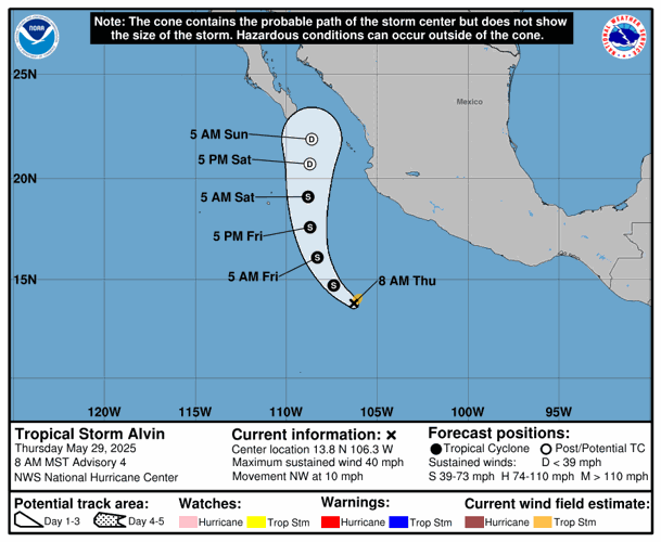 Se forma tormenta tropical Alvin en el océano Pacífico | El Tiempo | elvocero.com