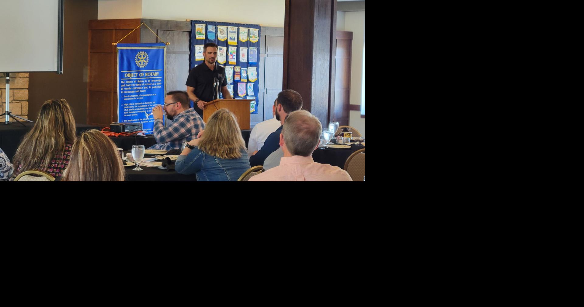 ESU track coach Steve Blocker speaks at Rotary Meeting | Gaz ...