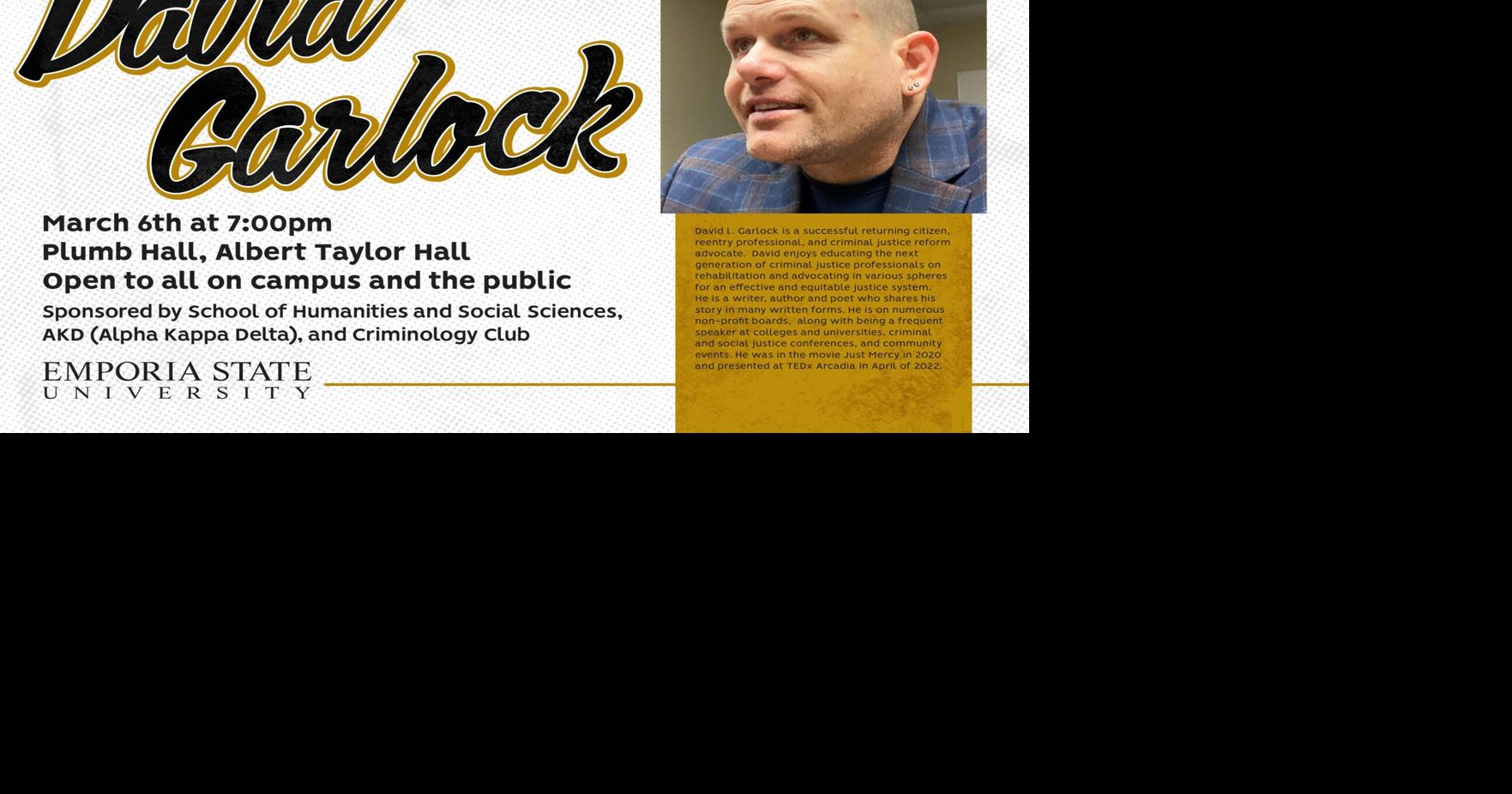 'An Evening with David Garlock' to discuss criminal justice reform ...