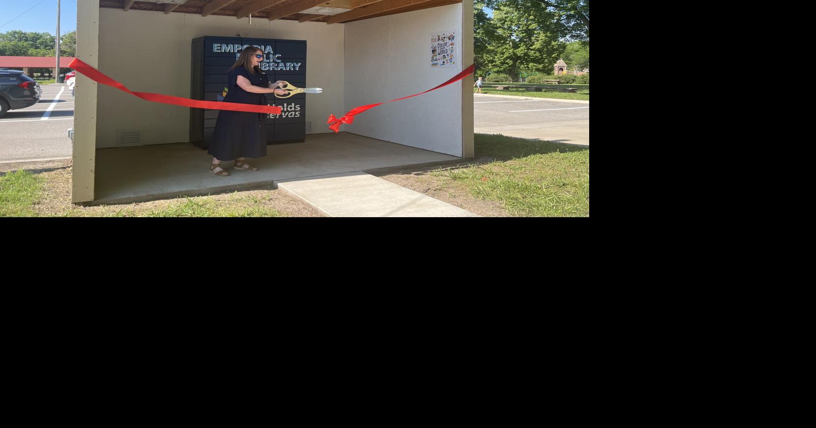 Emporia Public Library cuts ribbon on new booklockers | Library ...
