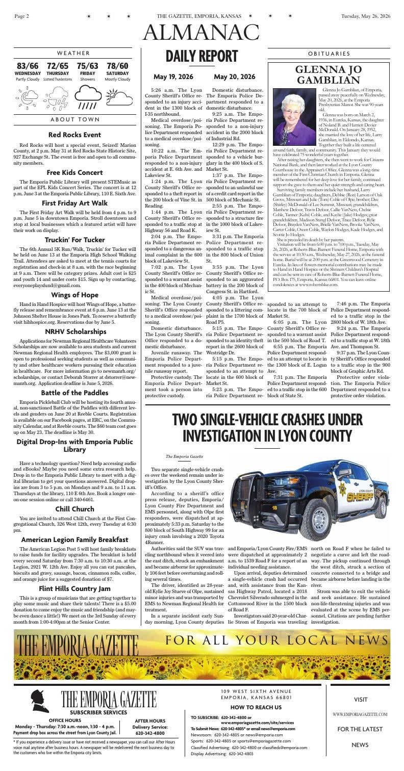 Page A01 | Emporia Gazette | emporiagazette.com