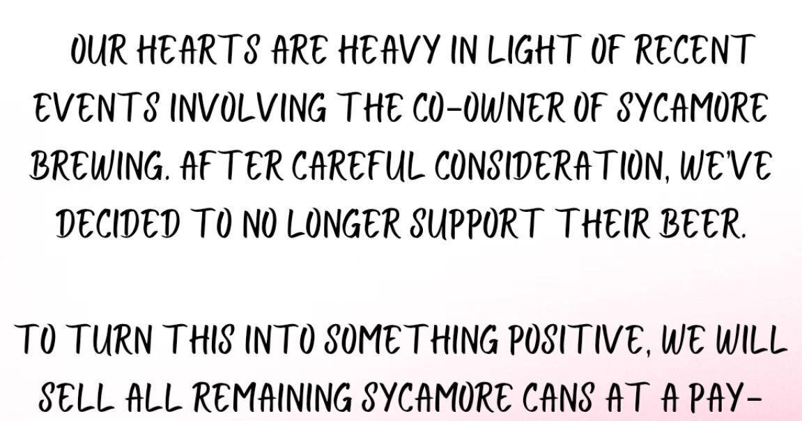 Local bars pull Sycamore Brewing products after allegations | Enquirer ...