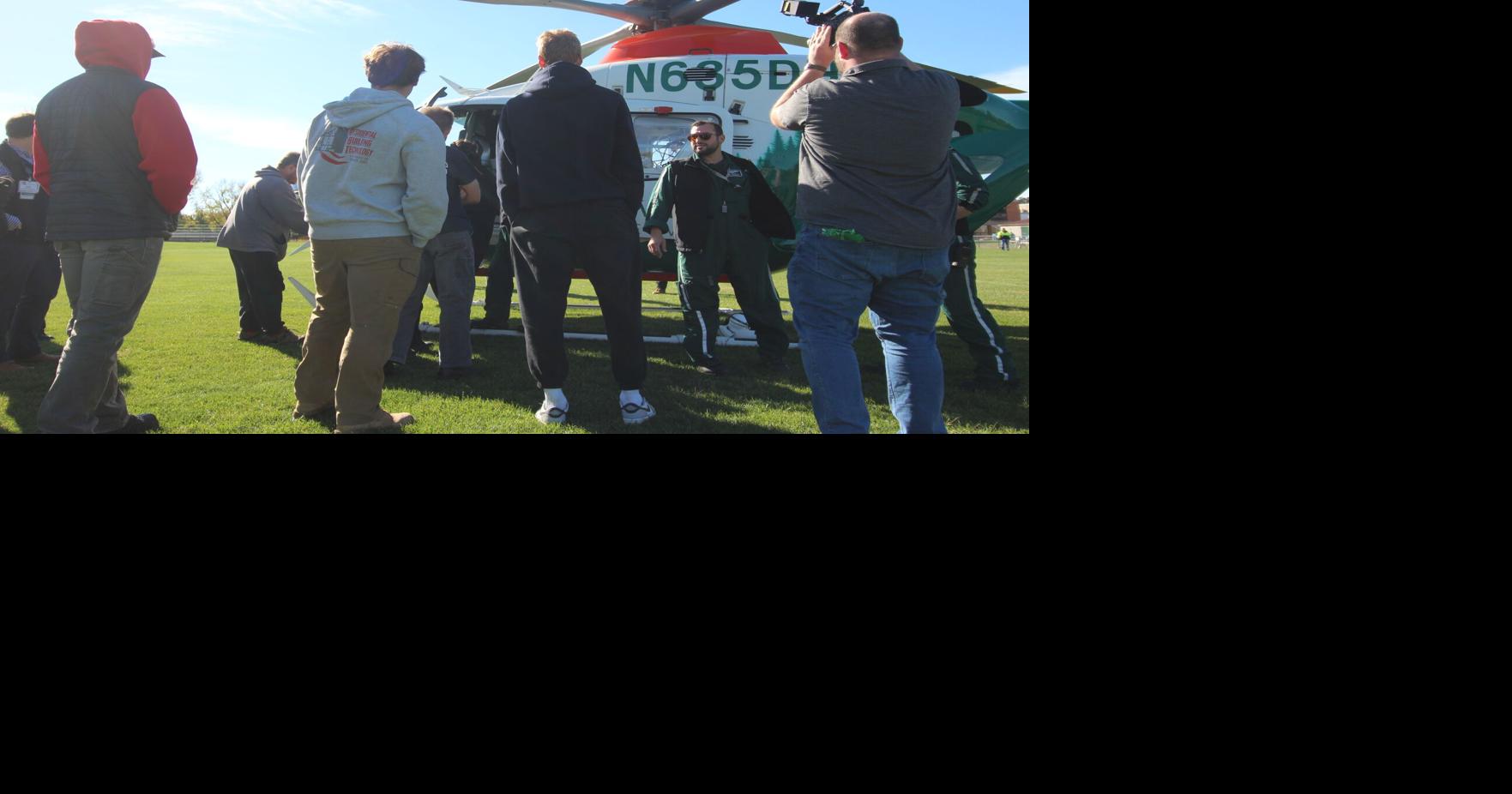 UVMMC helicopter lands for CTE EMT program demo | Schools ...