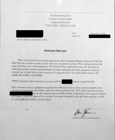 Larimer Treasurer Warns About Tax Lien Postal Scam | Featured Articles ...
