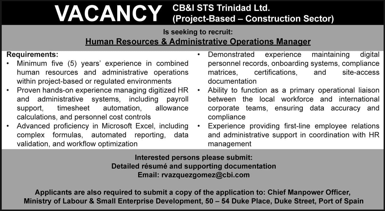 HUMAN RESOURCES & ADMINISTRATIVE OPERATIONS | Jobs ...
