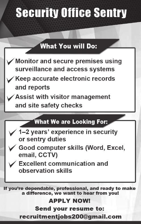 Sentry | Jobs | expressclassifiedstt.com