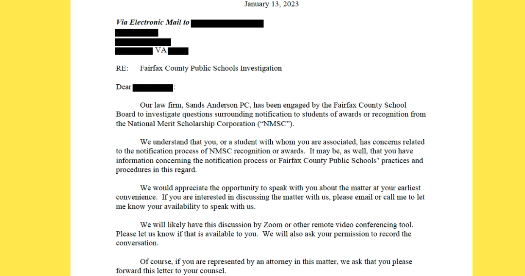 Sands Anderson Letter | | fairfaxtimes.com