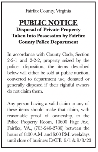 Public Notice - Disposal of Private Property | Public Notices ...