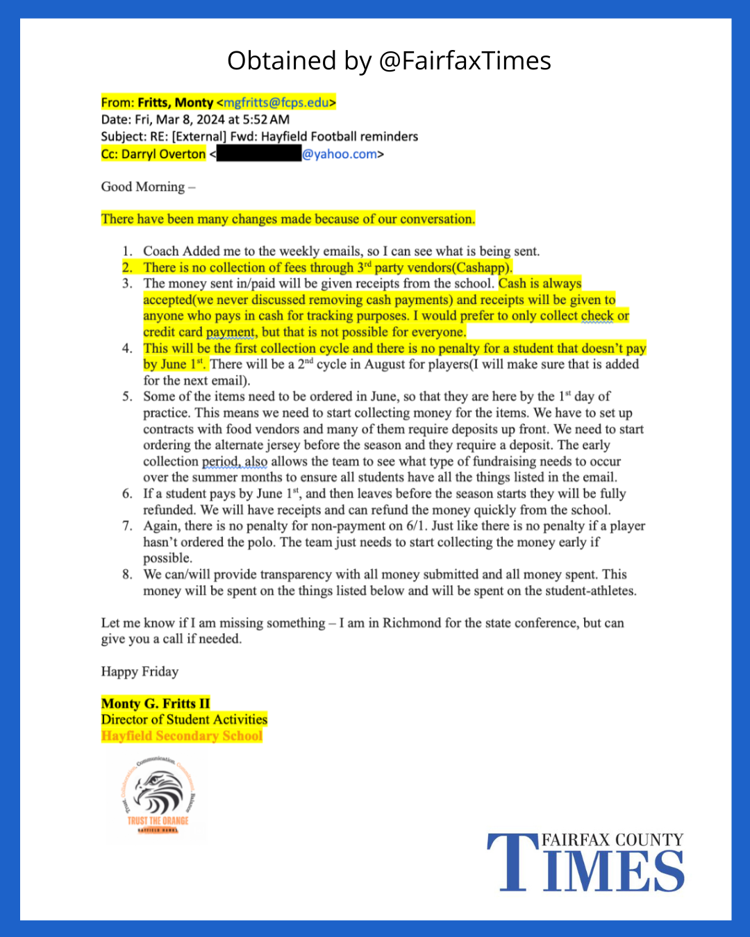 High school recruiting scandal, bullying alleged at Hayfield | Fairfax County | fairfaxtimes.com