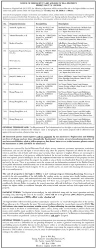 Notice of Delinquent Taxes and Real Property Auction | Public Notices ...