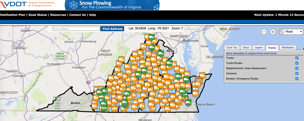 VDOT tools allow residents to see where snow plows are operating | News ...