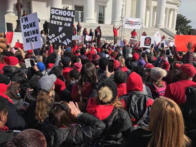 ‘Fund our future’: 2,000 teachers rally in state capital for raises ...