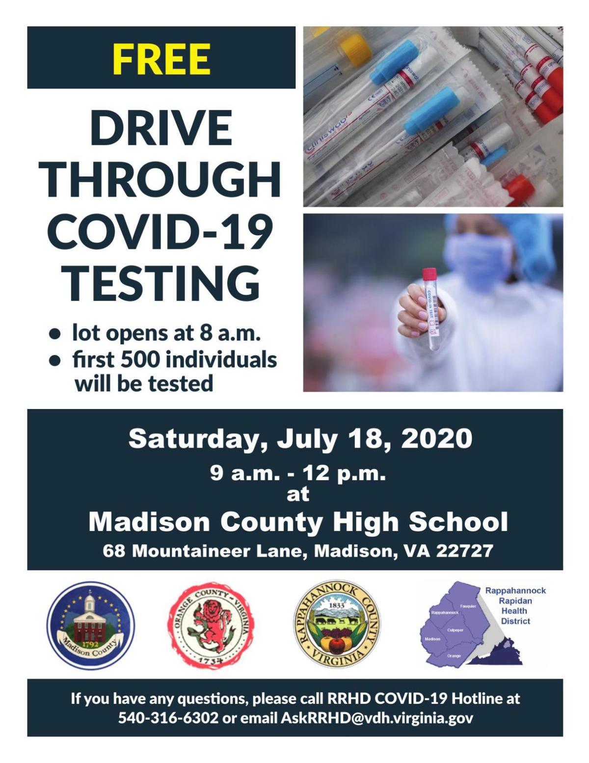 Free drive-thru COVID testing available Saturday, July 18 in Madison ...