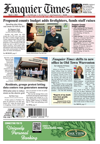 UPDATED: Fauquier Times delayed but enroute to stores, post office ...