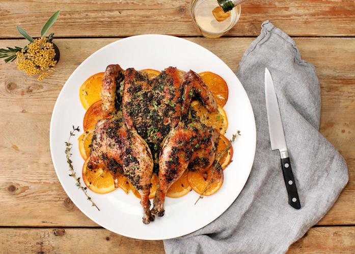Herb Roasted Spatchcock Chicken | Dinner | feastandfield.net