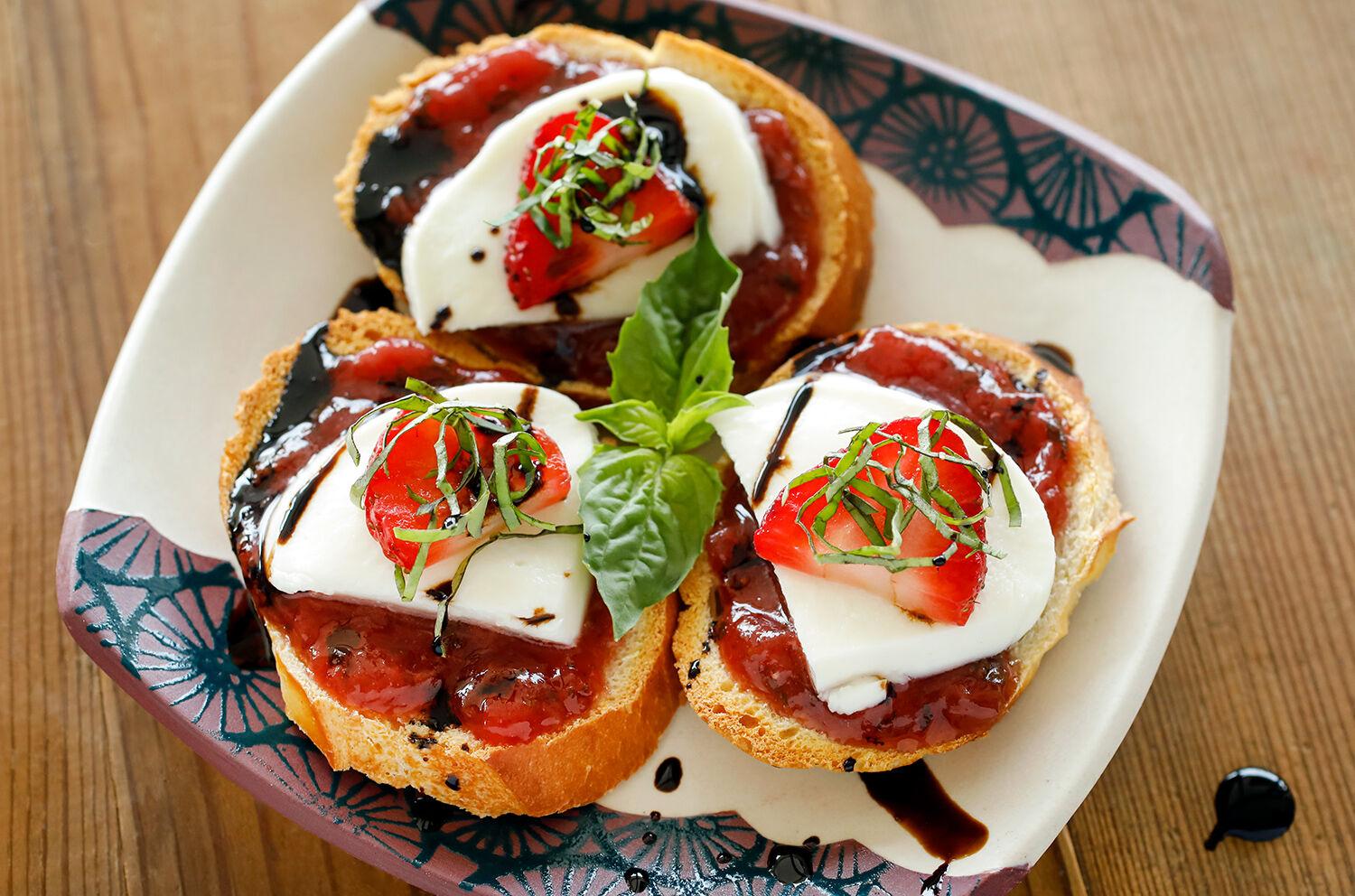 Strawberry Caprese Canapés with Strawberry-Basil Jam | Snacks & Sides ...