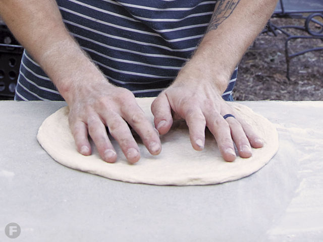 Grilled pizza dough