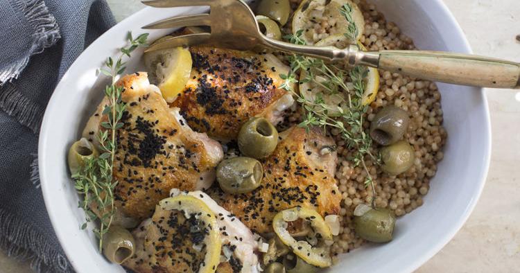 Braised Chicken Thighs with Olives and Charnushka