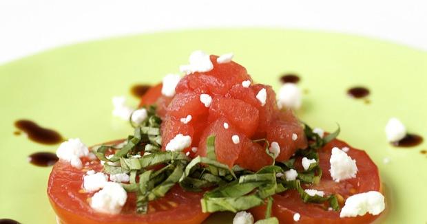 Compressed Watermelon and Tomato Salad