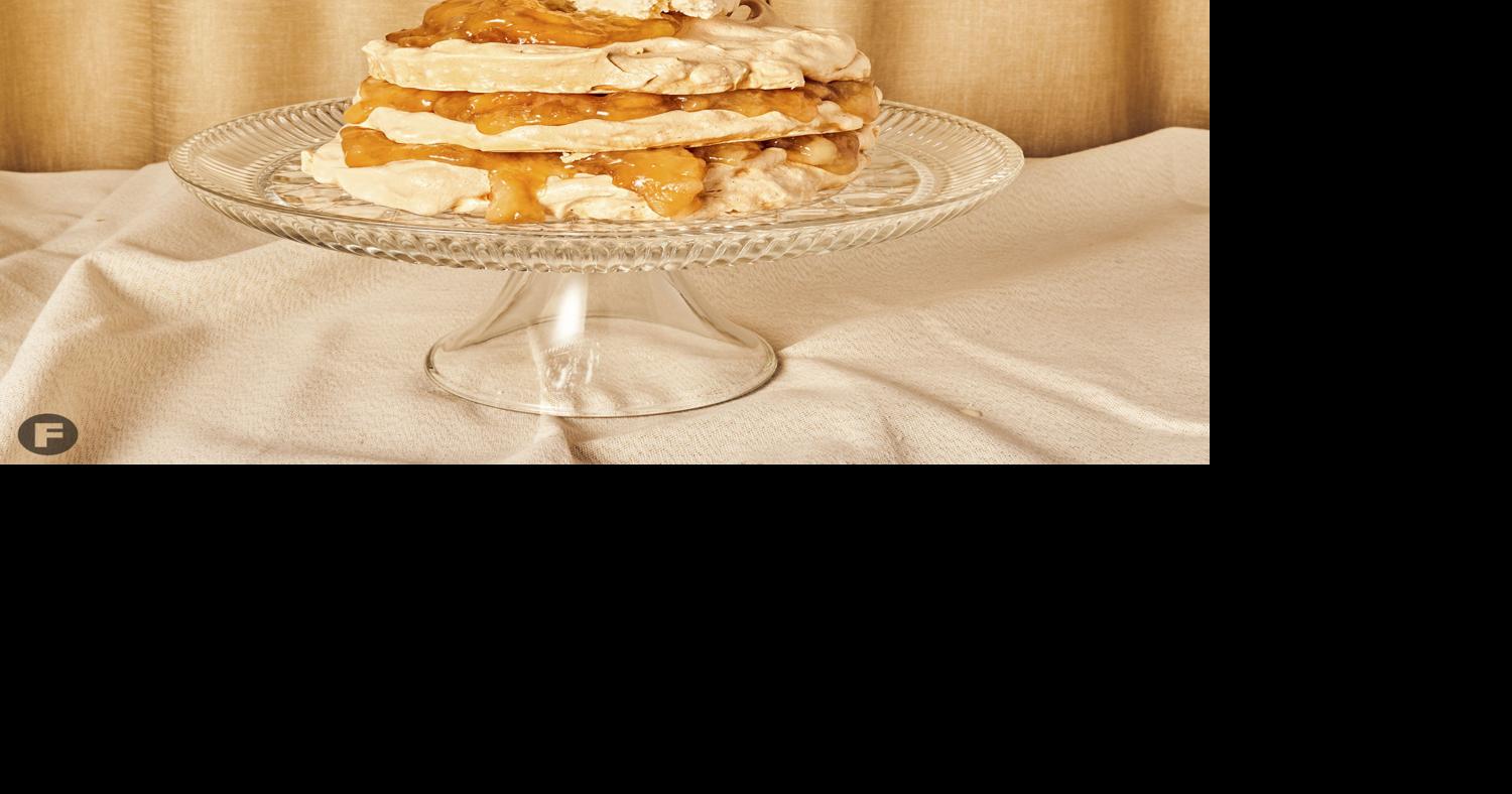 Layered Pavlova with Caramelized Apples
