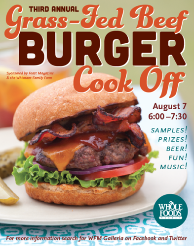 Whole Foods 3rd Annual Grass-Fed Beef Burger Cook Off -- Wed., Aug. 7