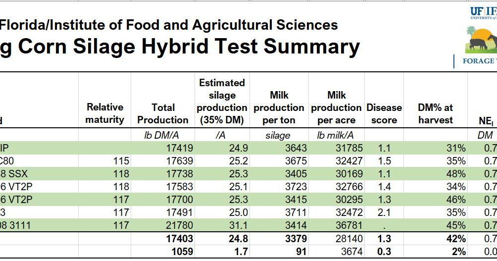 2020 UF/IFAS Spring Corn Silage Test Summary | News | feedlotmagazine.com