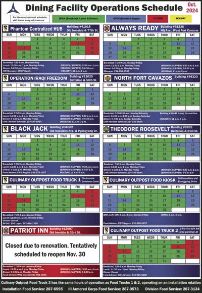 October Dining Facility Operations Schedule | Dining Facility ...