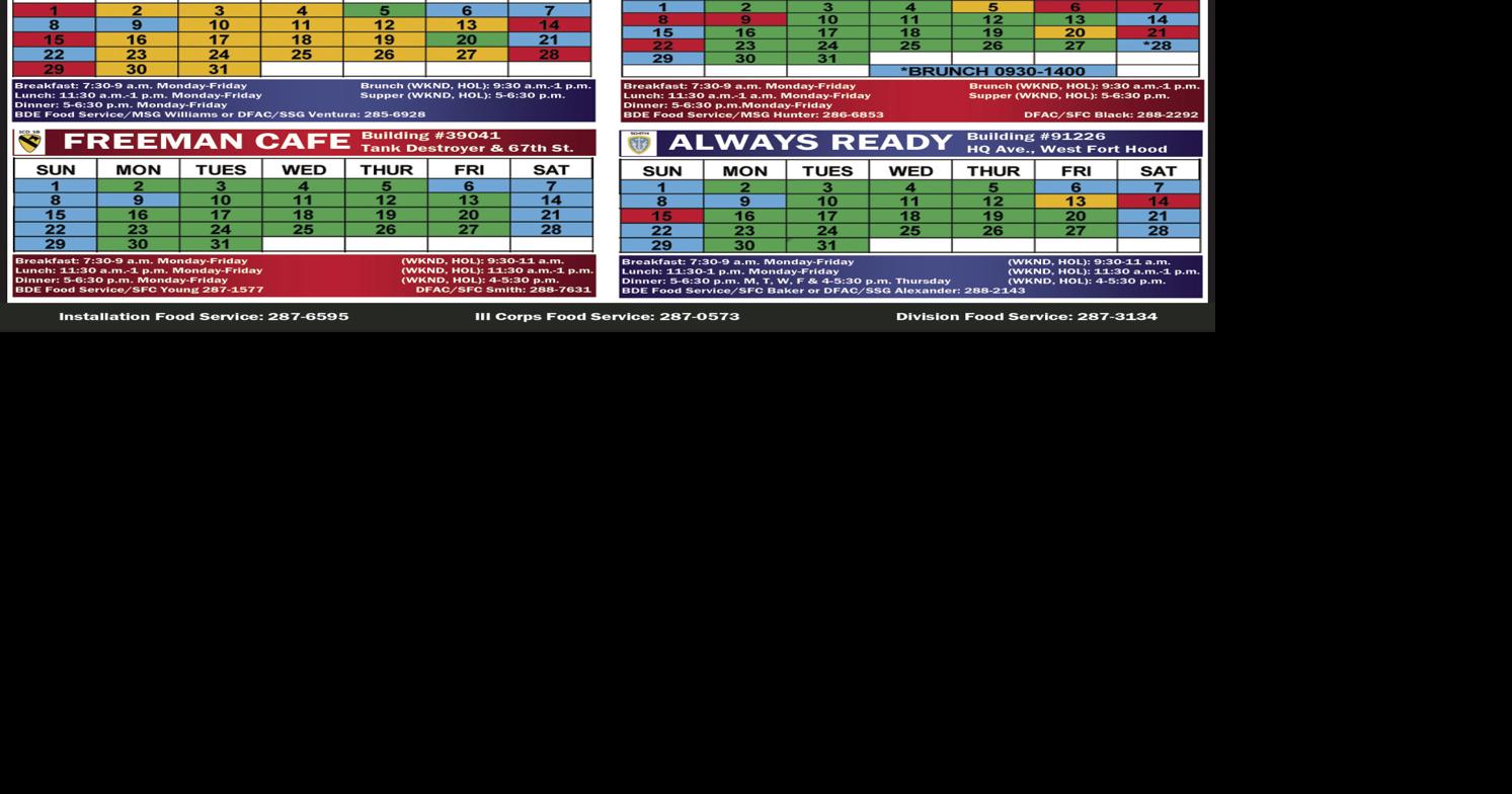 Dining Facility Operations Schedule | Dining Facility ...