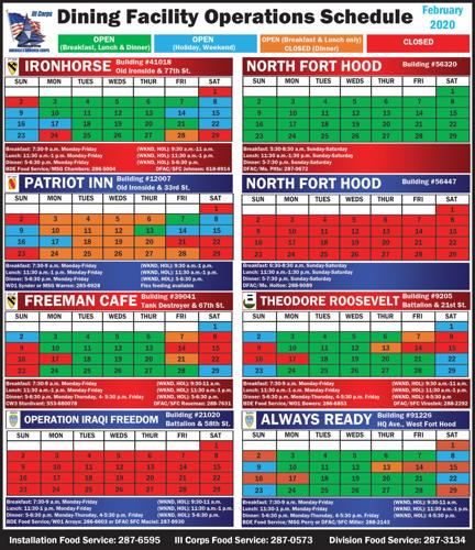 Dinning Facility Operations Schedule | Dining Facility ...