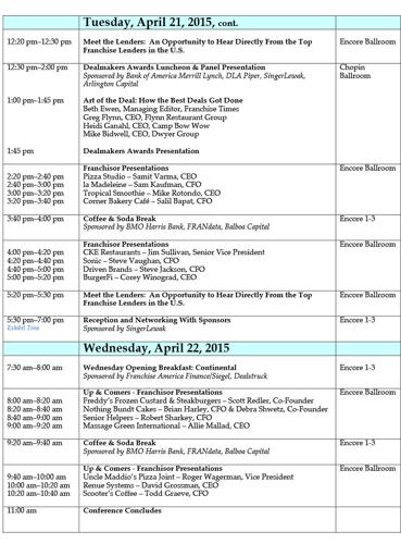 Agenda at a glance | Conferences | franchisetimes.com