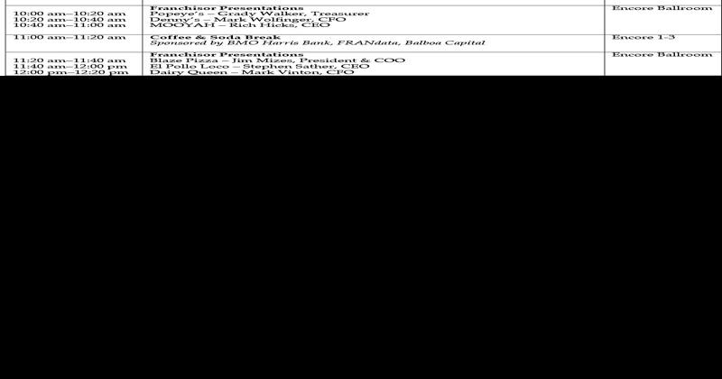 Agenda at a glance | Conferences | franchisetimes.com