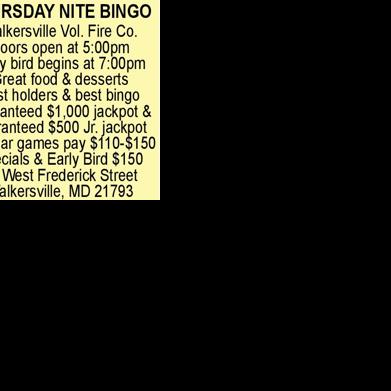 Walkersville Bingo | Announcements More | fredericknewspost.com
